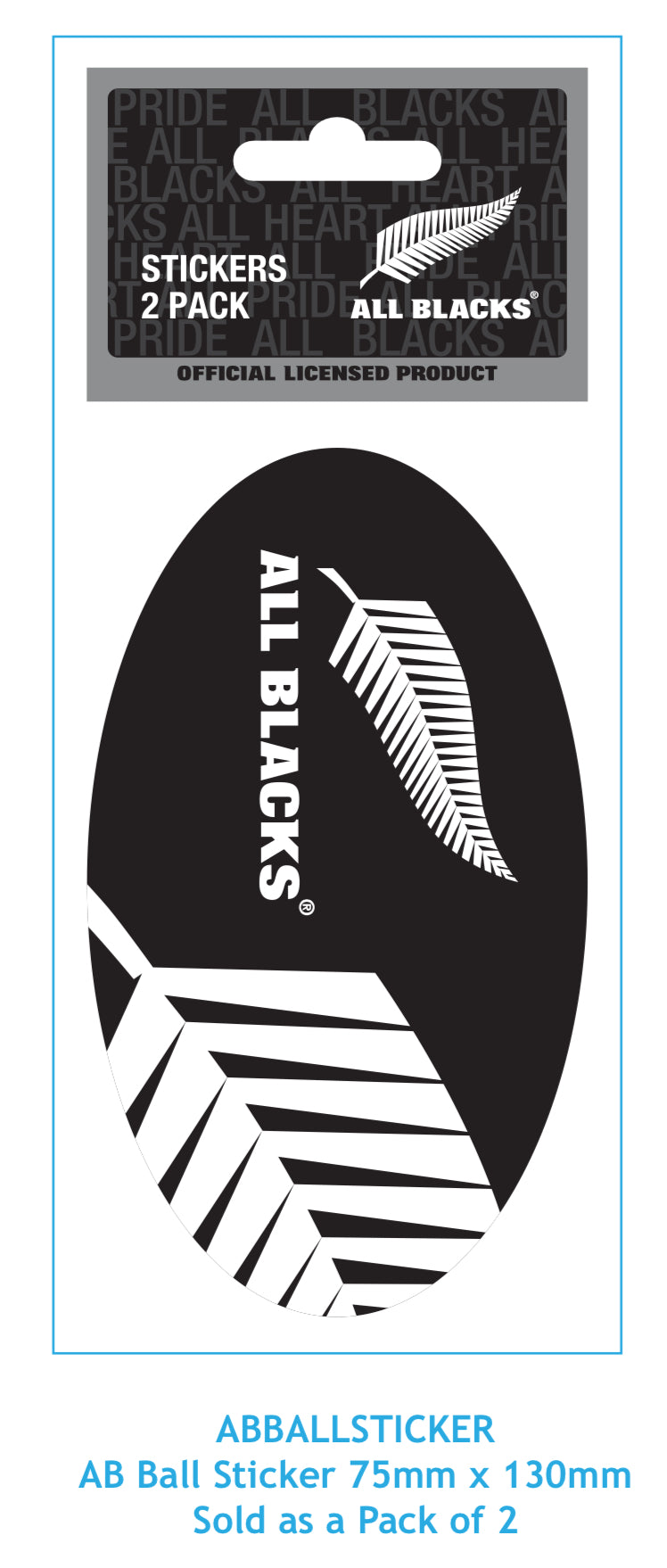BLACK AB BALL STICKER 2 PACK – Rugby Planet